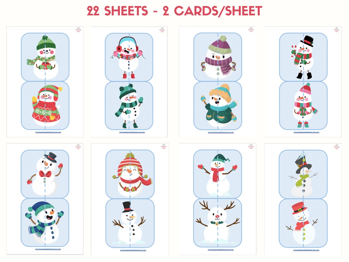 Winter Matching Game for Kids Snowman Matching Activity | Etsy