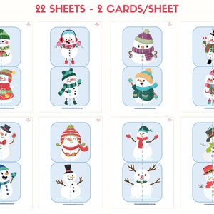 Winter Matching Game for Kids, Snowman Matching Activity, Christmas ...