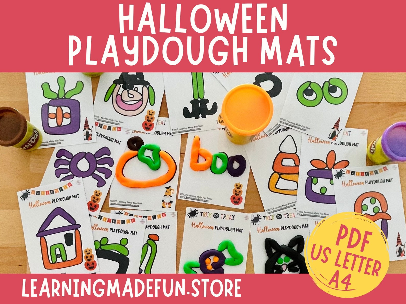 Halloween Play Dough Mats Printable Play Doh Toddler - Etsy