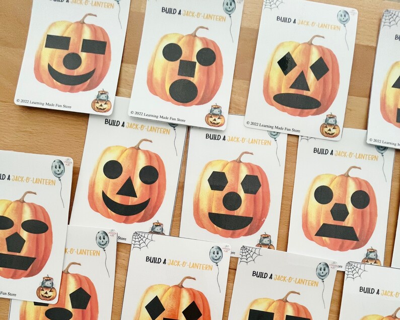 Build a Jack-o-lantern Matching Shapes Printable Activity - Etsy