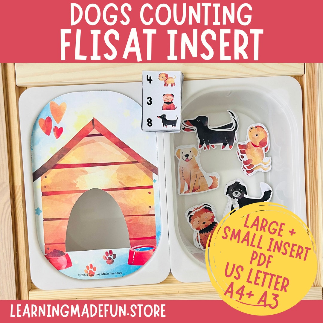 Dogs Counting, Printable Flisat Insert, Trofast Insert, Preschool ...