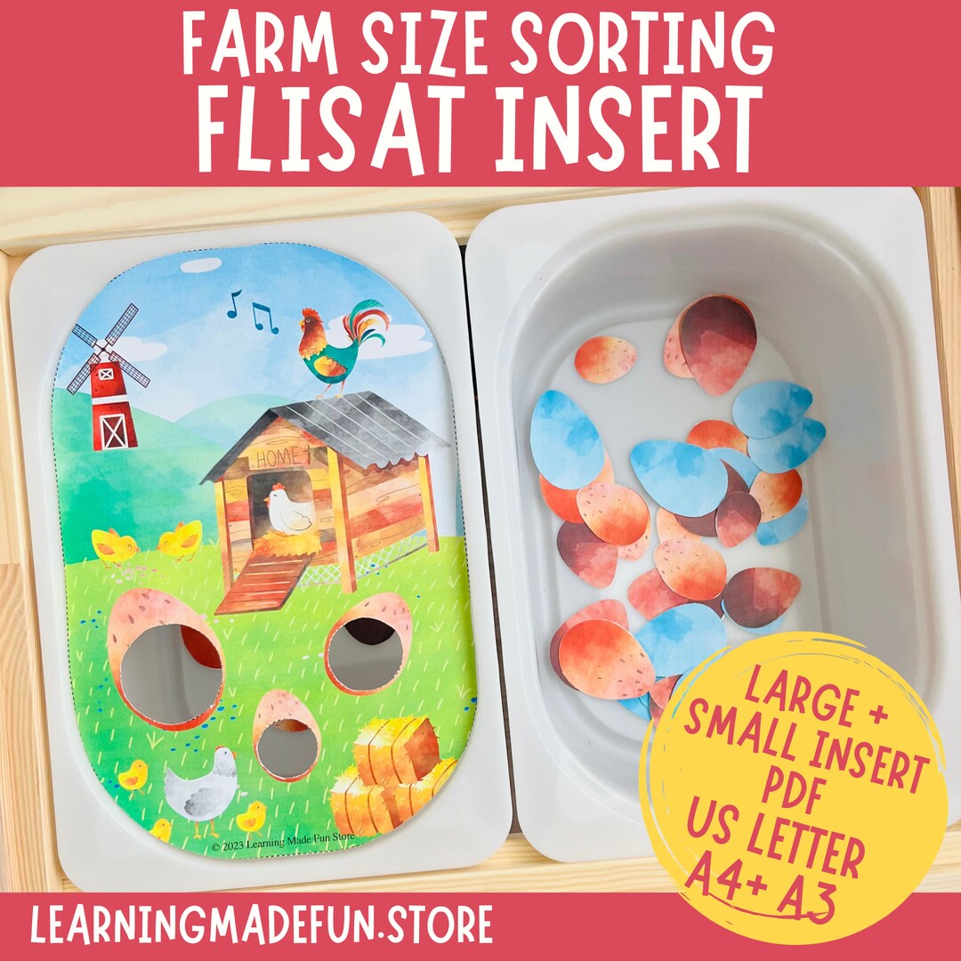 Farm Sort by Size, Printable Flisat Insert, Trofast Insert, Preschool ...
