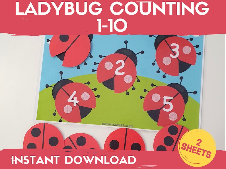 Ladybug Counting Activity: Numbers 1-10, Preschool Printable (digital ...