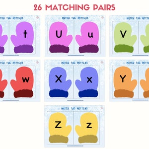 ABC Matching Game, Winter Alphabet, Mittens Matching Activity, Busy ...