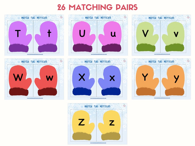 ABC Matching Game Winter Alphabet Mittens Matching Activity - Etsy
