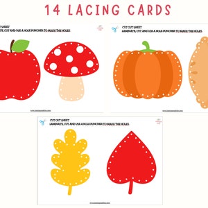 Autumn Printable Lacing Cards, Toddler Fine Motor Skill Activity ...