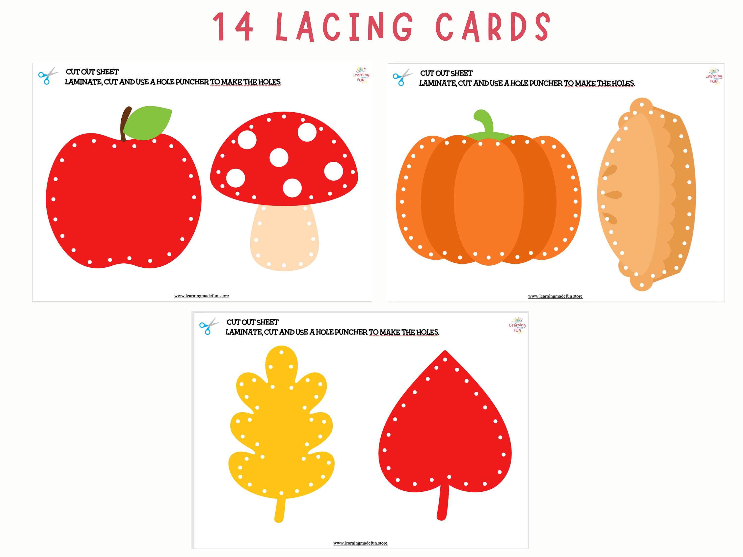 Autumn Printable Lacing Cards Toddler Fine Motor Skill - Etsy