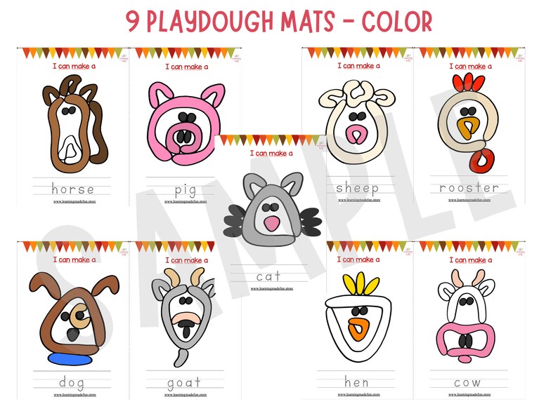 Farm Animals Play Dough Mats: Montessori Toddler Activities (PDF) - Etsy