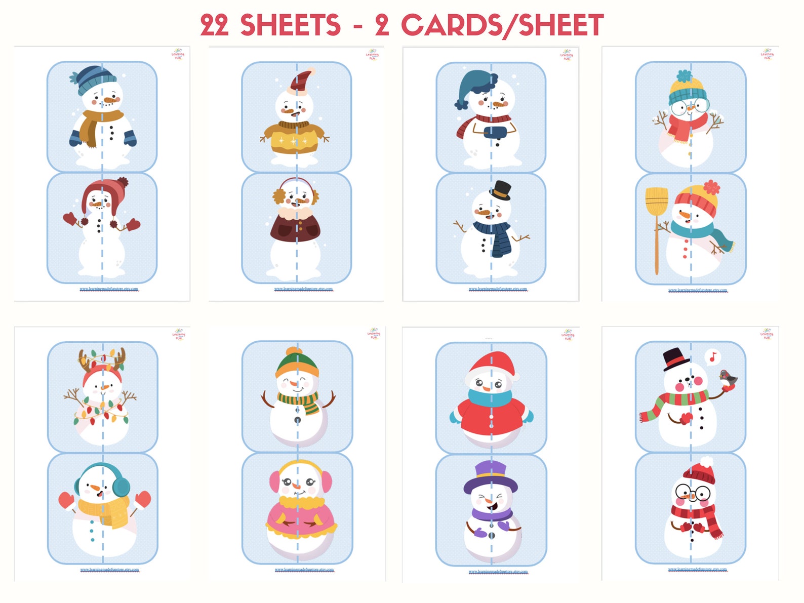 Winter Matching Game for Kids Snowman Matching Activity | Etsy