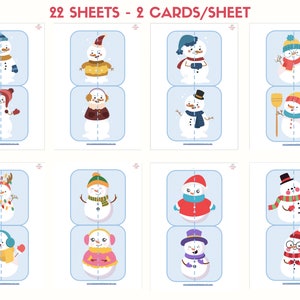 Winter Matching Game for Kids, Snowman Matching Activity, Christmas ...