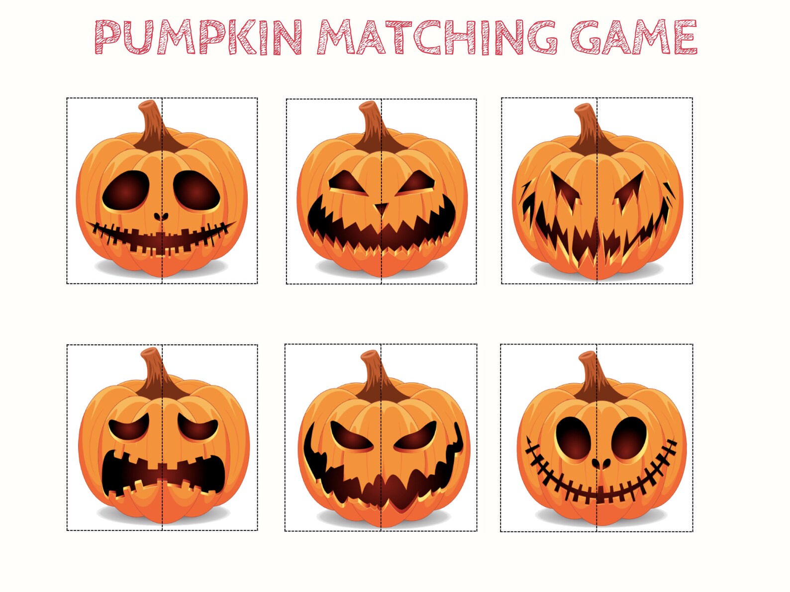 Halloween Matching Game Pumpkin Matching Activity Halloween - Etsy