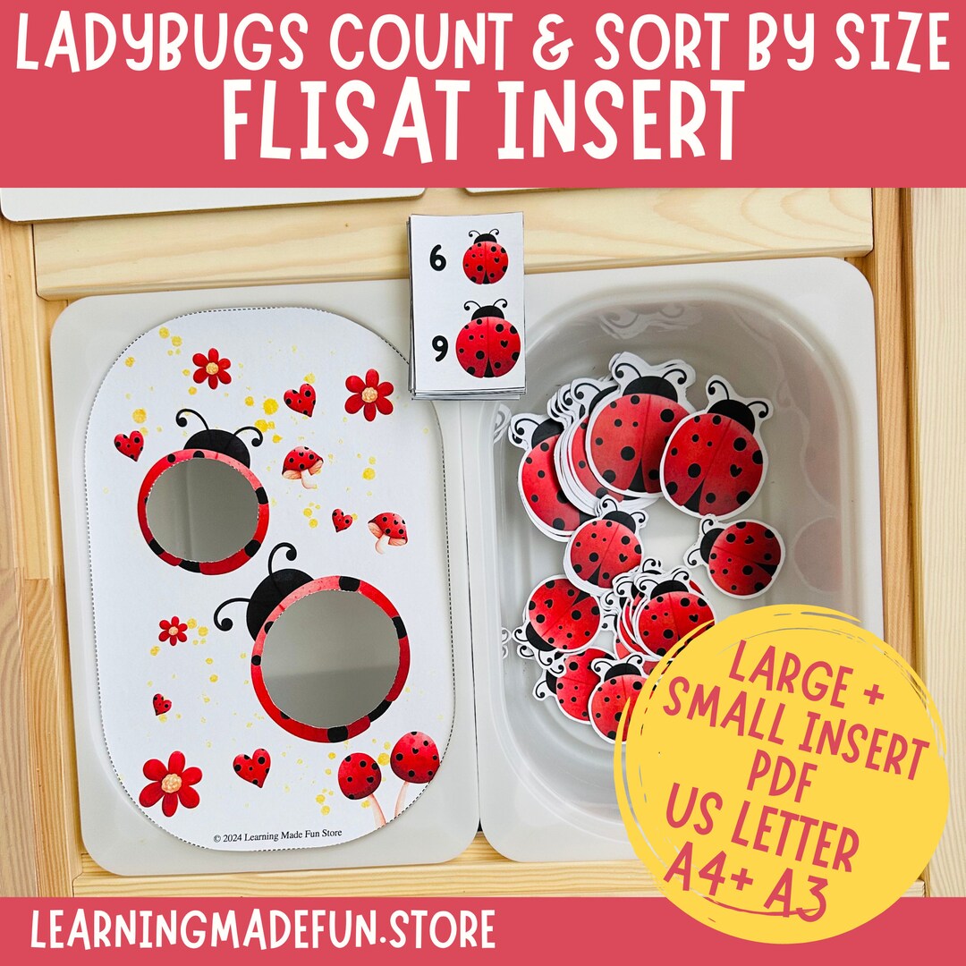 Ladybug Count and Sort by Size, Printable Flisat Insert, Trofast Insert ...