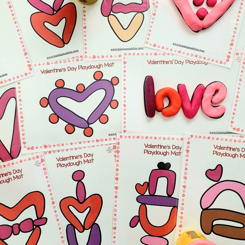 Valentine's Day Play Dough Mats: Fine Motor Skills Activity (PDF) - Etsy