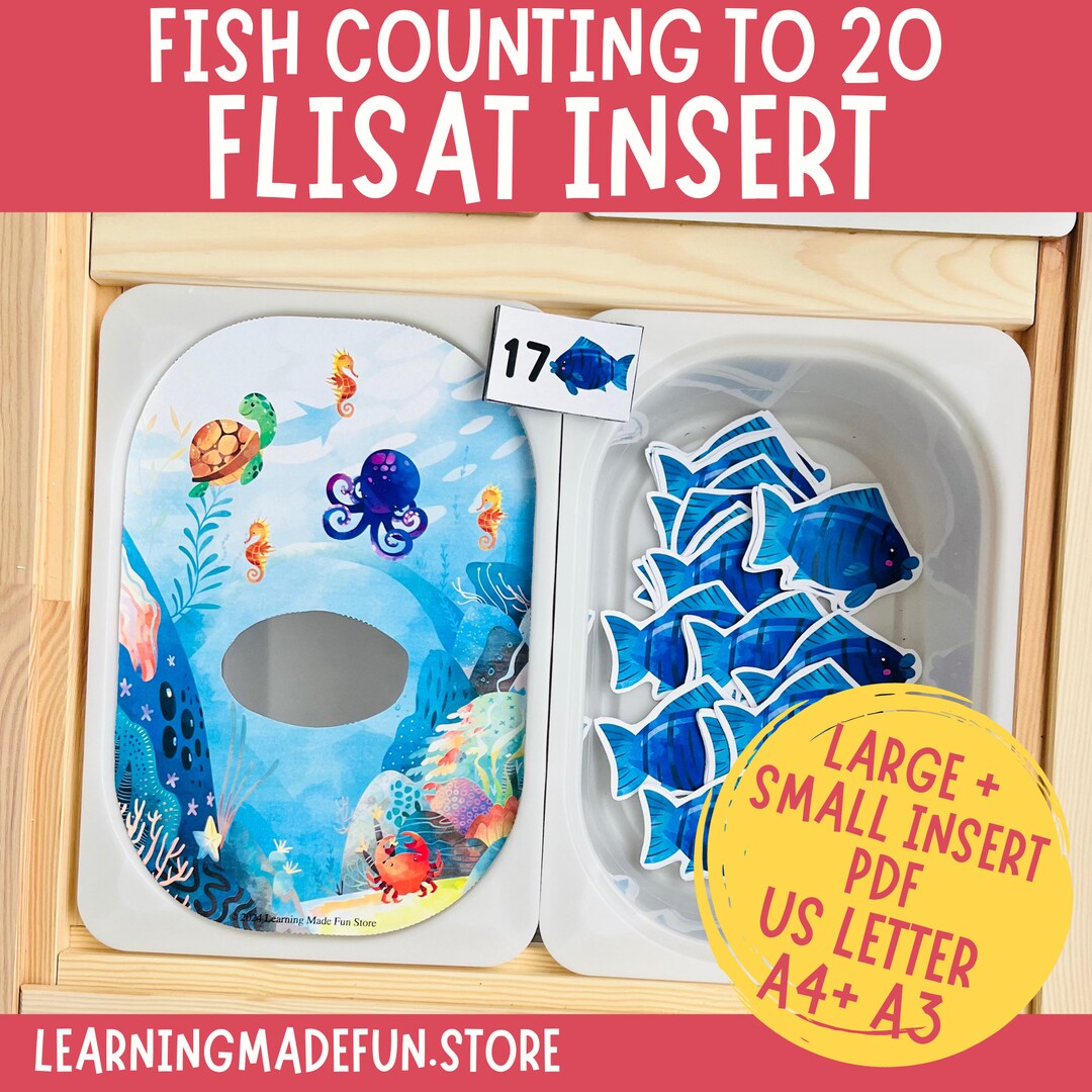 Fish Counting to 20, Printable Flisat Insert, Trofast Insert, Preschool ...