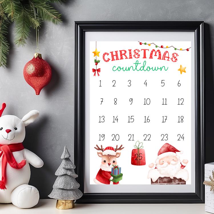 Christmas Countdown Poster Printable | Holiday Advent Calendar for Kids ...