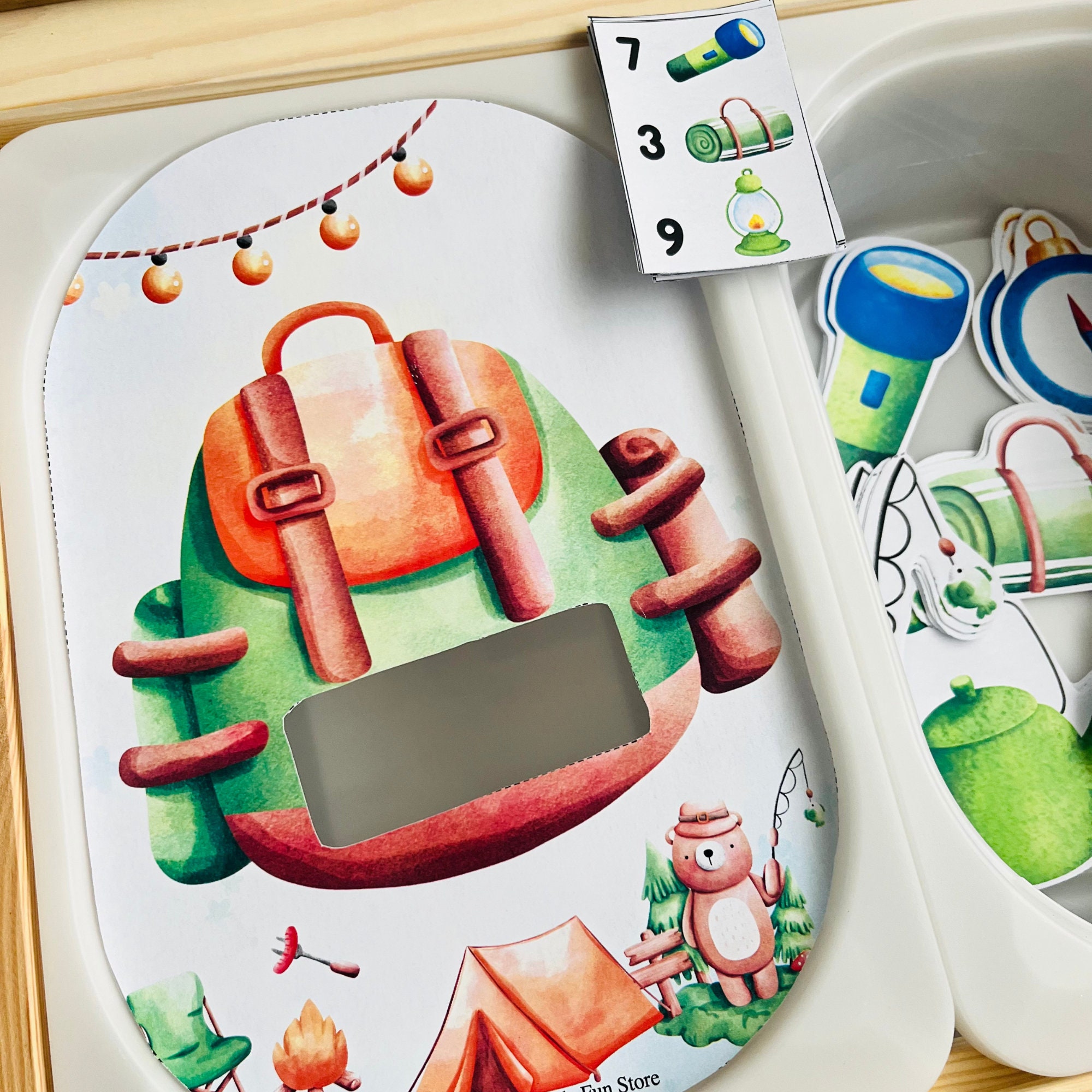 Camping Backpack Counting Flisat Insert, Preschool Pretend Play ...