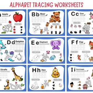 Alphabet Tracing Worksheets, ABC Preschool Worksheets, Learning ...