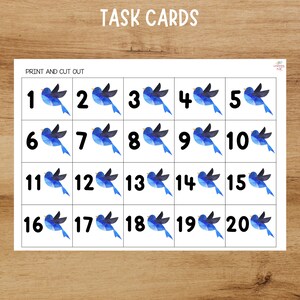 Birds Count to 20, Printable Flisat Insert, Trofast Insert, Preschool ...