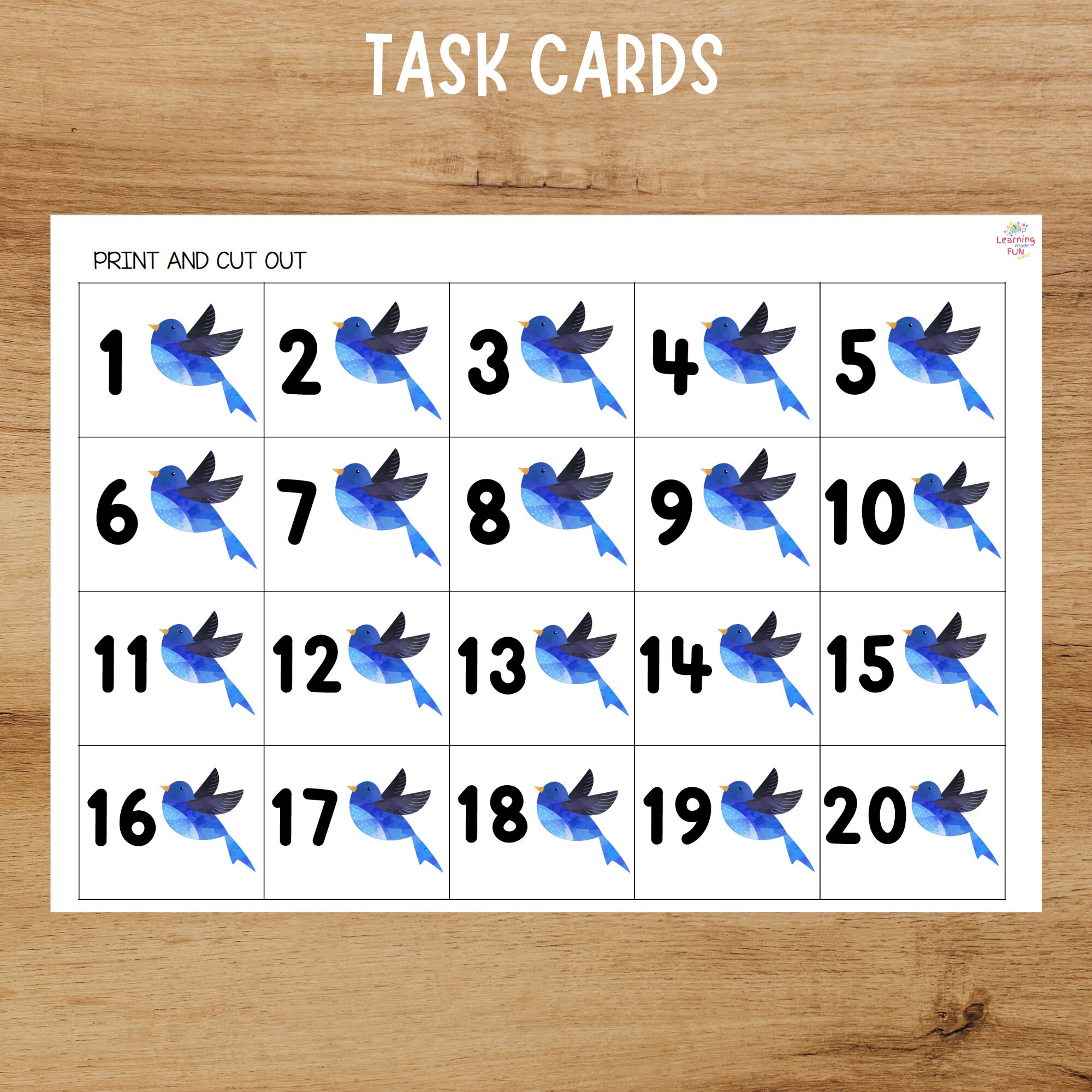 Birds Count to 20, Printable Flisat Insert, Trofast Insert, Preschool ...