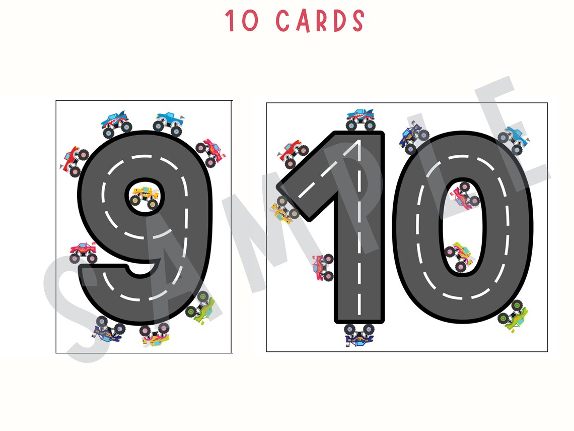 Numbers Tracing Flashcards Race Track Number Flashcards - Etsy