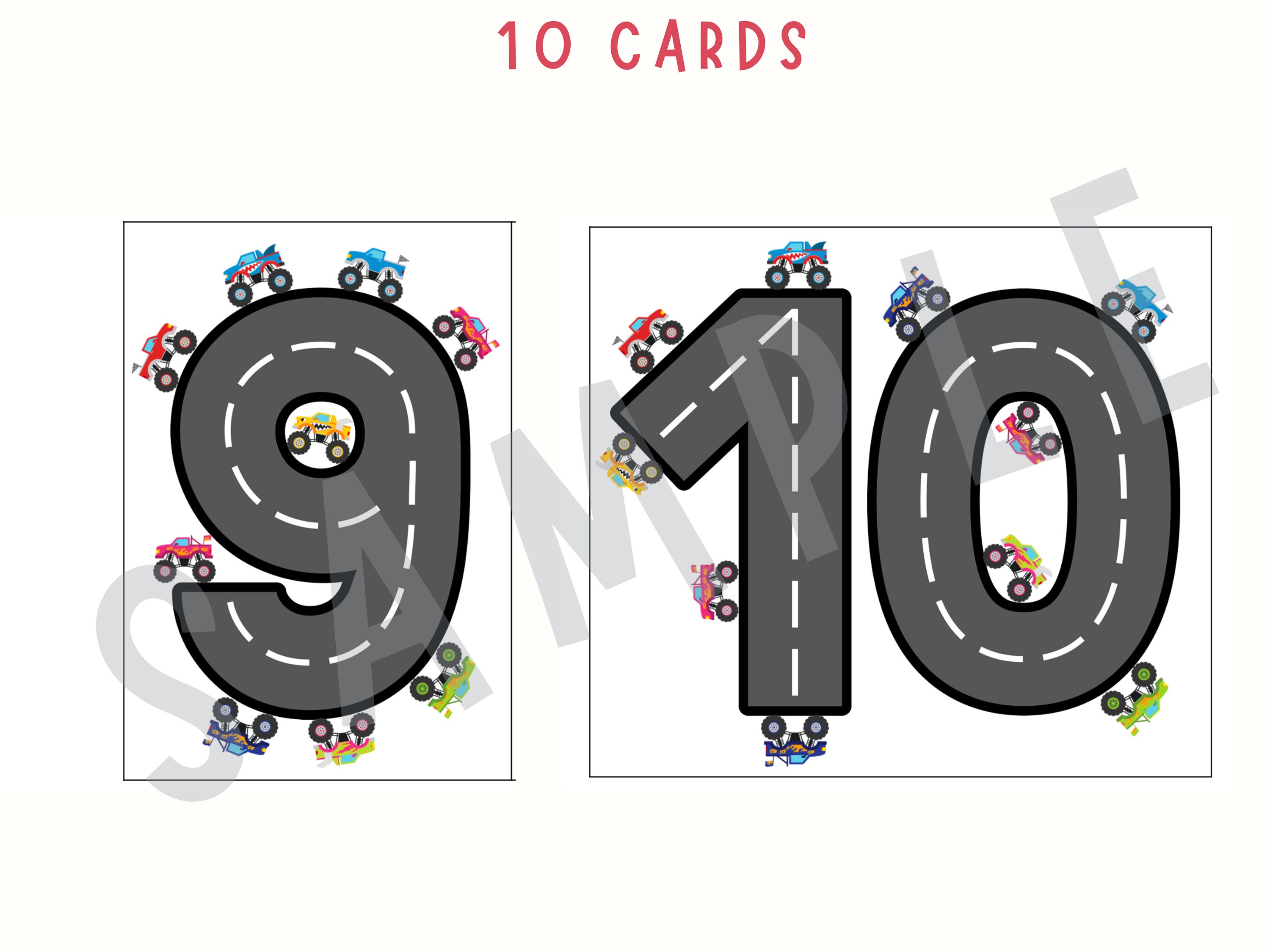 Numbers Tracing Flashcards Race Track Number Flashcards - Etsy
