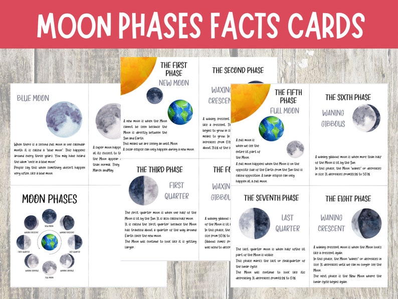 Moon Phases Unit Study: Montessori Learning Activity (digital Download ...