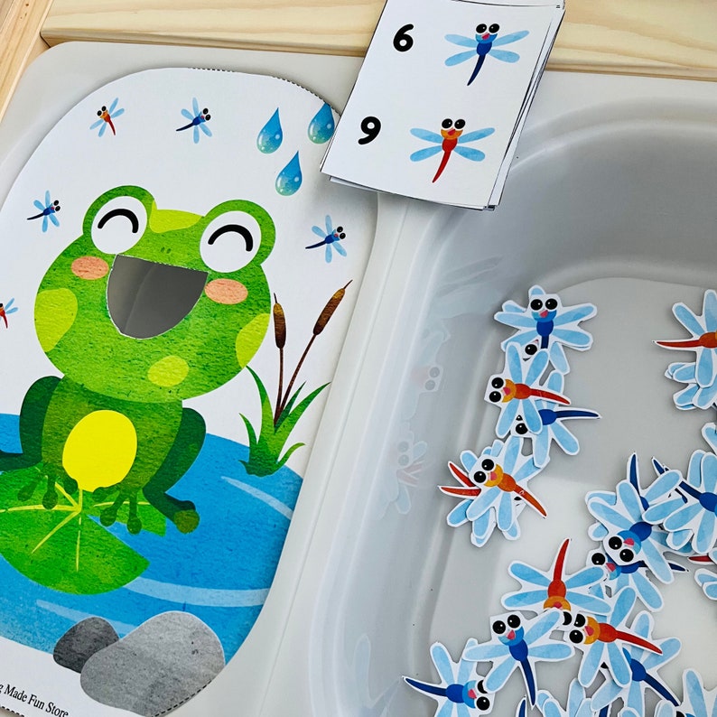 Feed the Frog Counting Flisat Insert, Pond Activity (printable) - Etsy