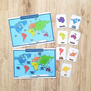 Continents Matching Activity, World Map Printable, Continents of the ...