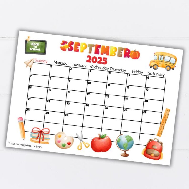 Printable 2025-2026 School Year Monthly Calendar for Kids – Back to ...
