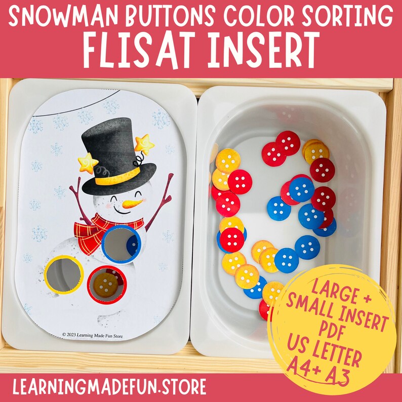 Snowman Colors Sorting, Printable Flisat Insert, Trofast Insert ...