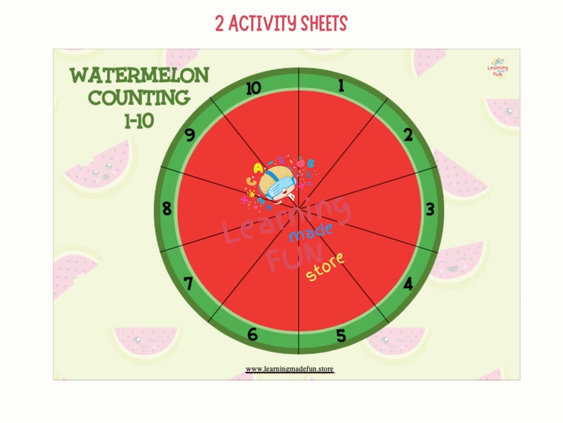 Watermelon Counting Activity Busy Book Printable Count 1-20 | Etsy
