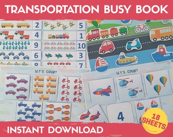 Transportation Busy Book, Transportation Preschool Printable, Preschool ...