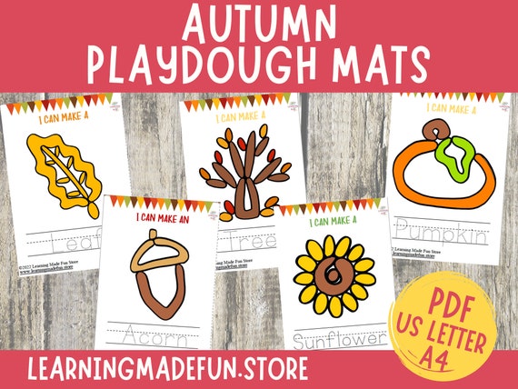 Fall Play Dough Mats Preschool Printables Play Doh Mats - Etsy