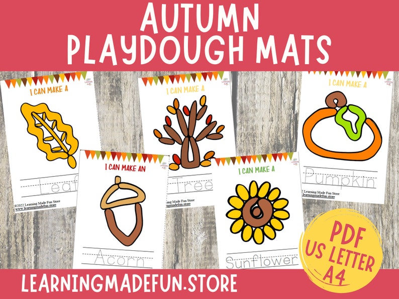Fall Play Dough Mats Preschool Printables Play Doh Mats - Etsy