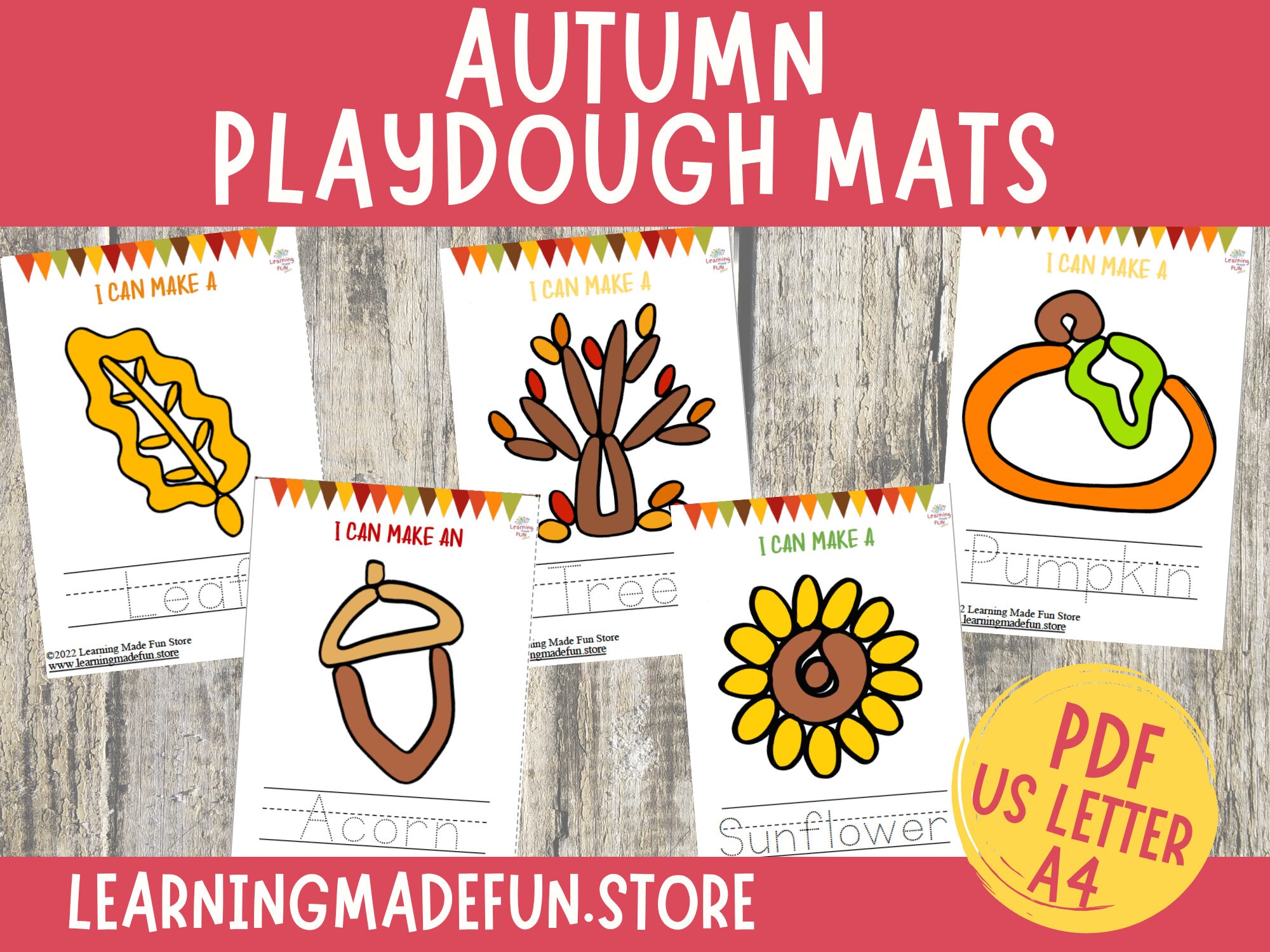 Fall Play Dough Mats Preschool Printables Play Doh Mats - Etsy