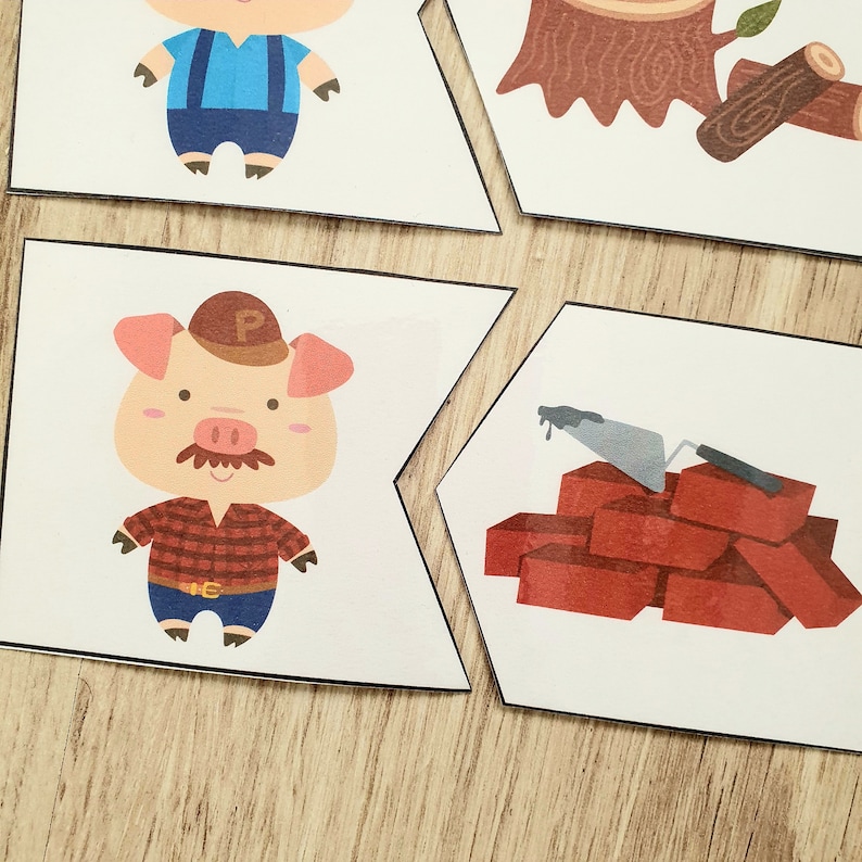 Three Little Pigs Matching Game: Toddler Learning Activity (PDF) - Etsy