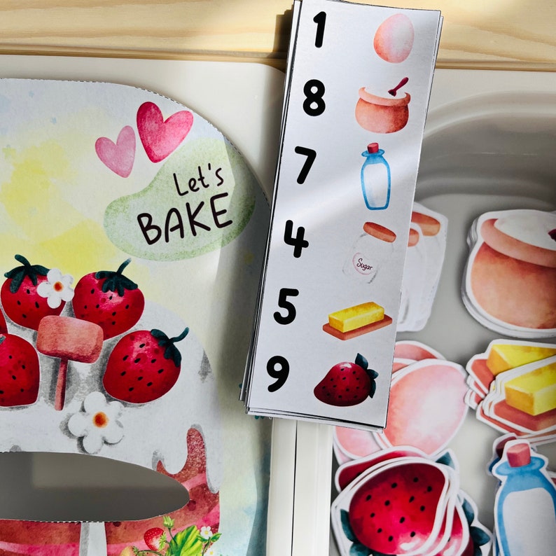 Strawberry Cake Counting Flisat Insert, Pretend Play Printable (digital ...