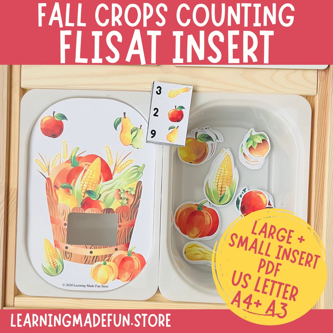Fall Crops Counting, Printable Flisat Insert, Trofast Insert, Preschool ...