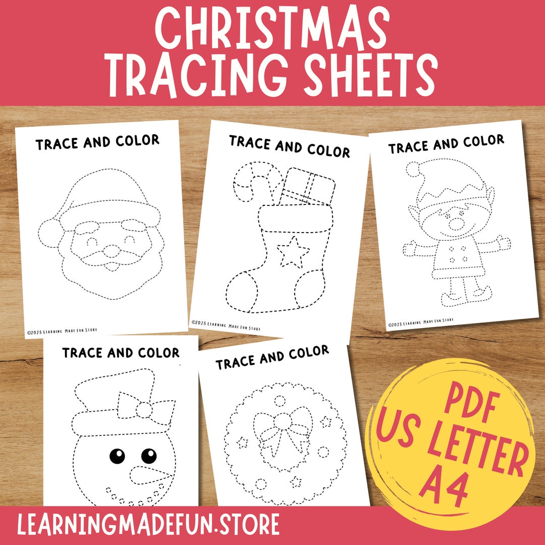 Christmas Tracing Worksheets: Fine Motor Skills Practice (PDF) - Etsy