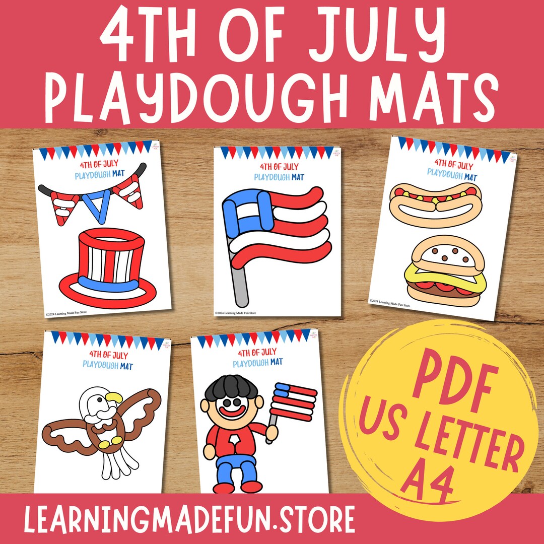 4th of July Play Dough Mats, Printable Play Doh Toddler Activity ...