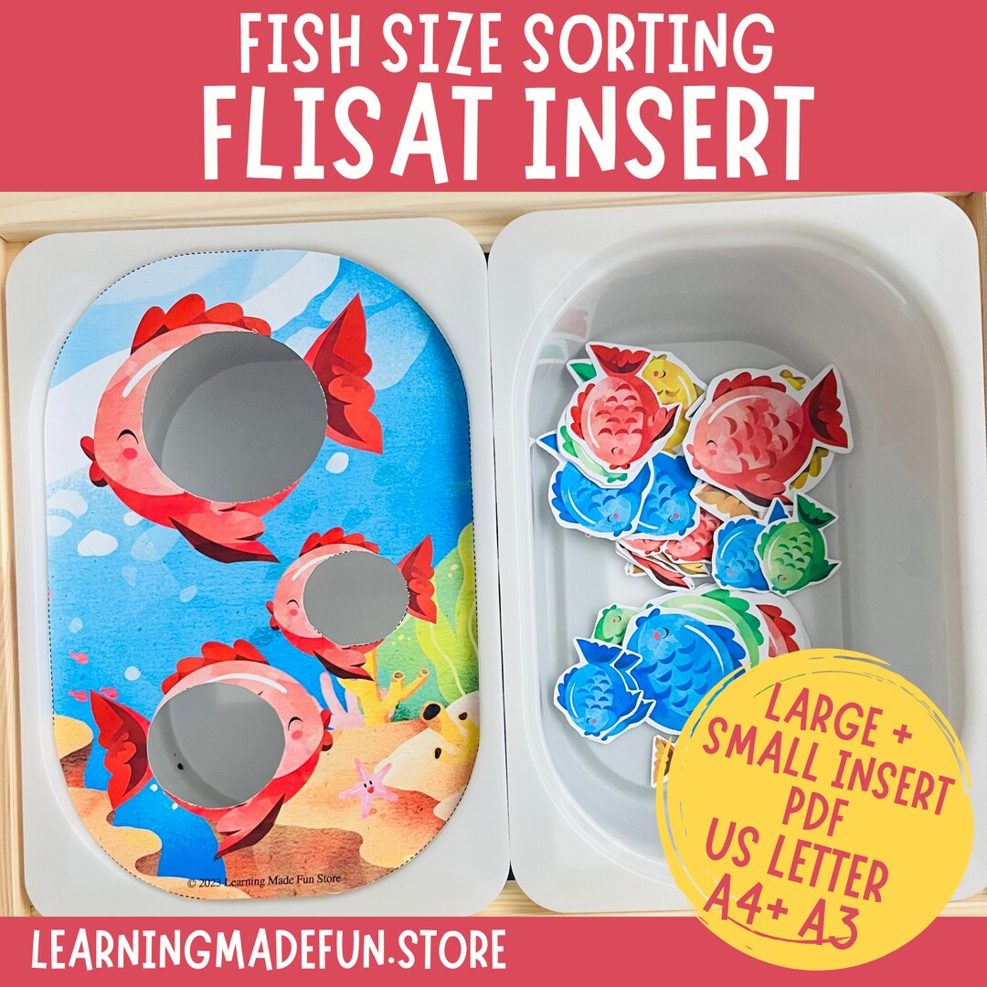 Fish Sort by Size, Printable Flisat Insert, Trofast Insert, Preschool ...