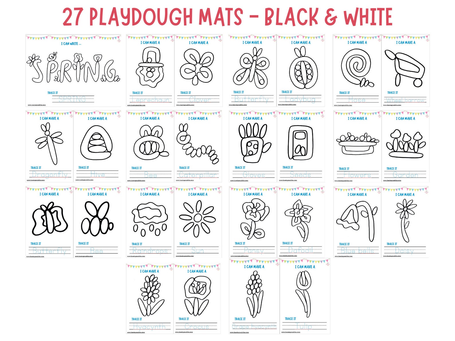 SPRING Play Dough Mats Printable Play Doh Toddler Activitiy | Etsy