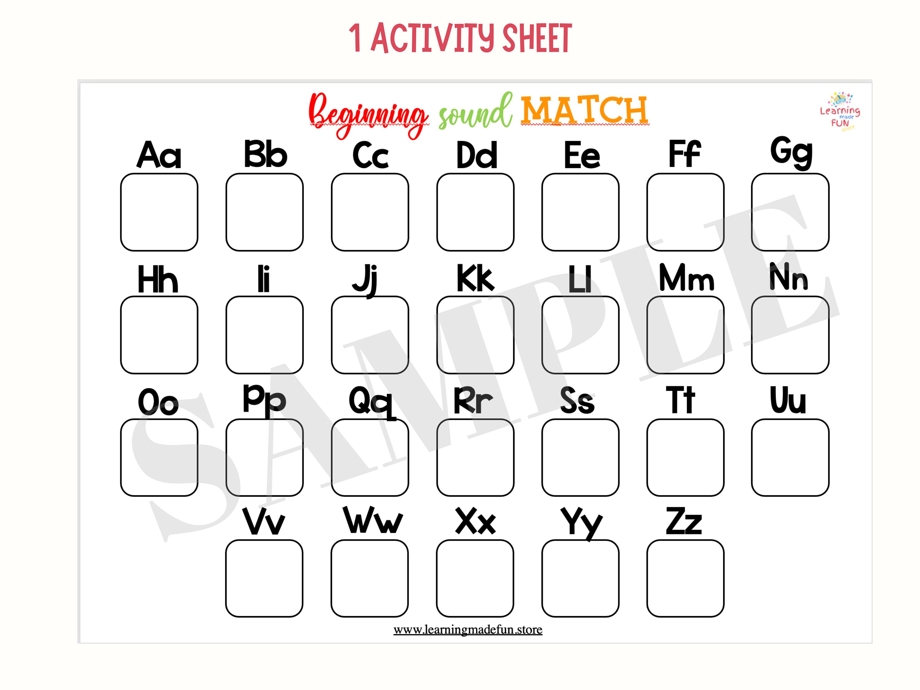 Beginning Sounds Matching Activity Alphabet Practice Letter - Etsy