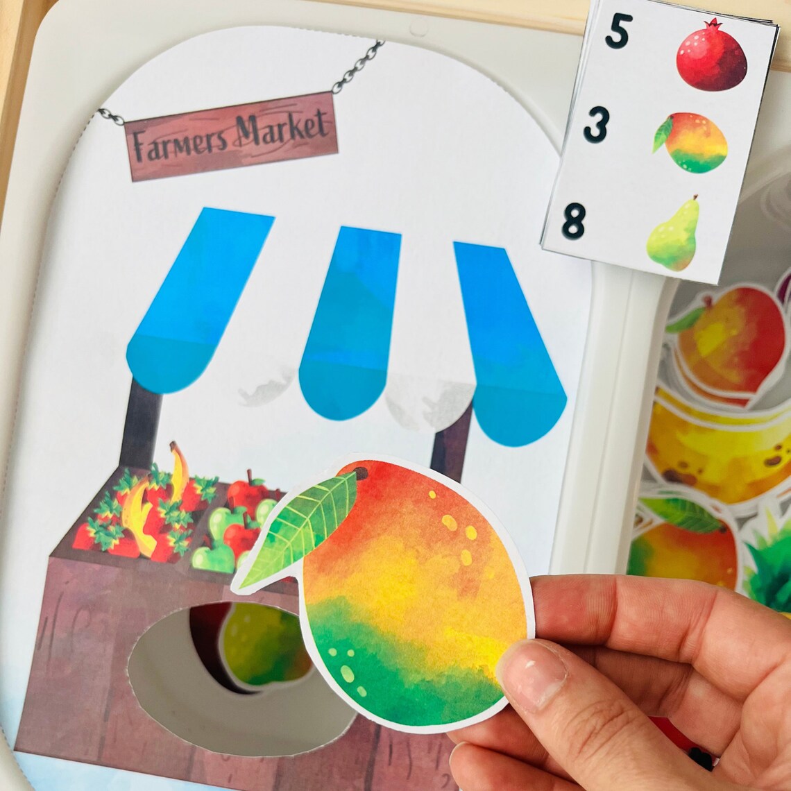 Fruits Market Counting Flisat Insert, Preschool Pretend Play (digital ...