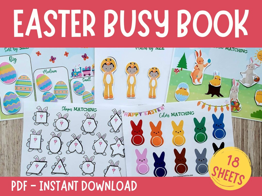 Easter Busy Book, Preschool Learning Binder, Busy Book Printable, Pre K ...