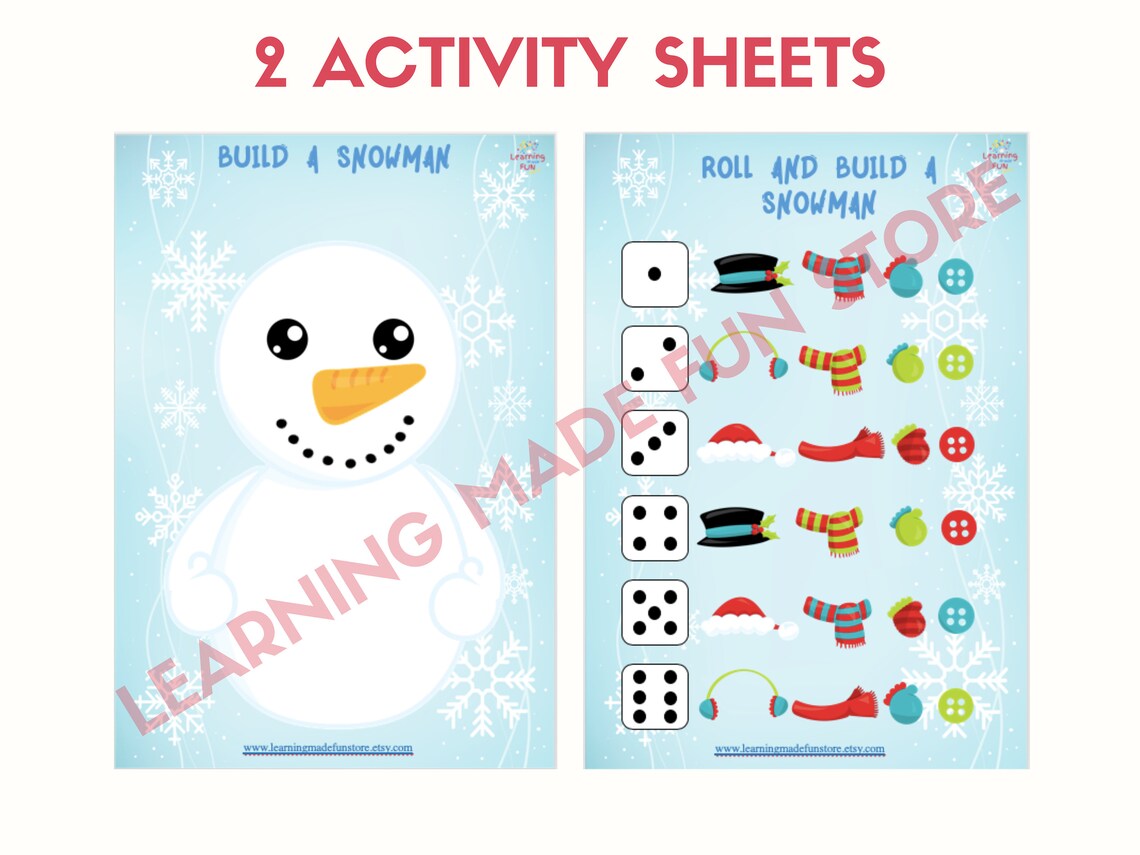 Build a Snowman Activity for Toddler Busy Book Printable | Etsy