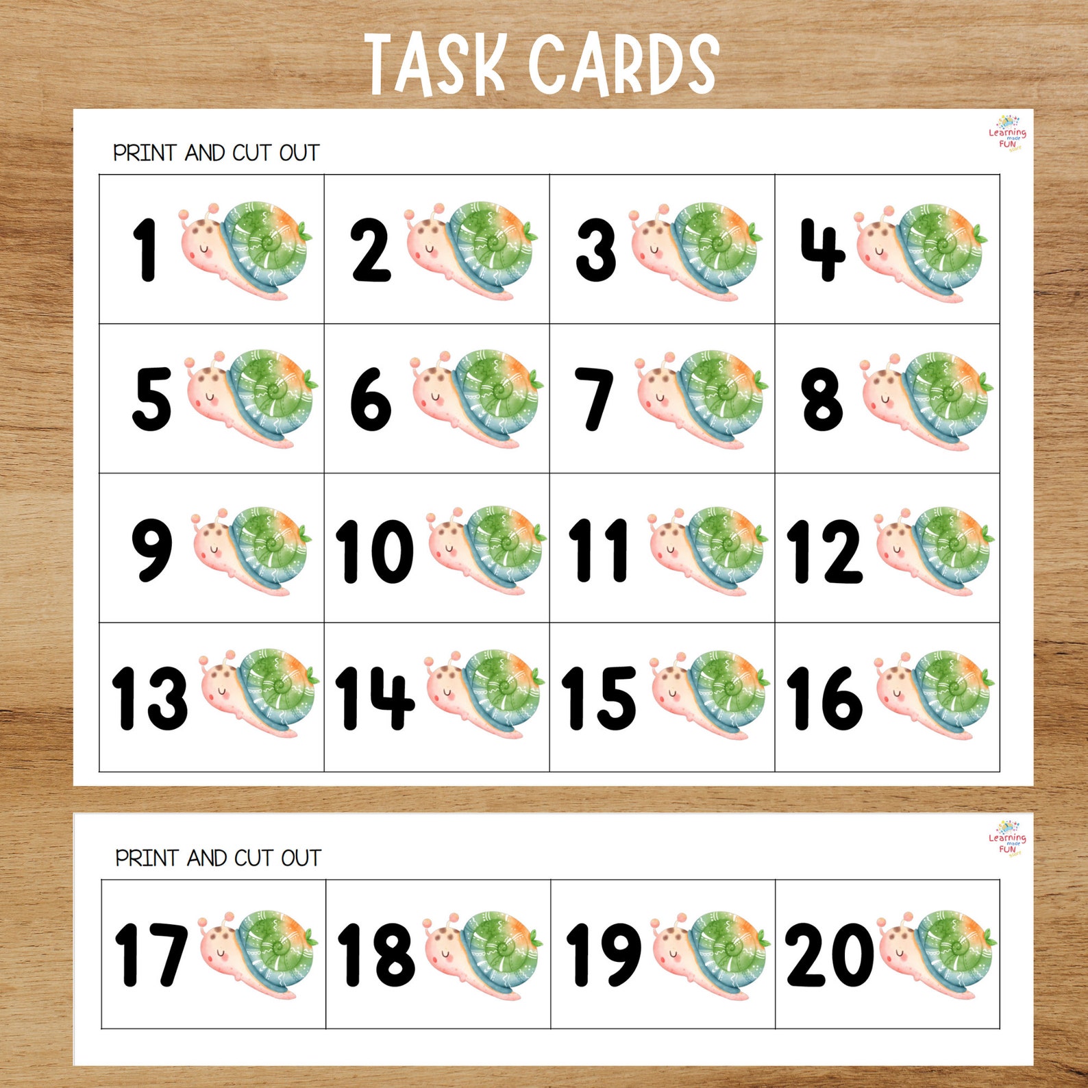 Spring Snails Counting Flisat Insert, Preschool Printable (digital ...