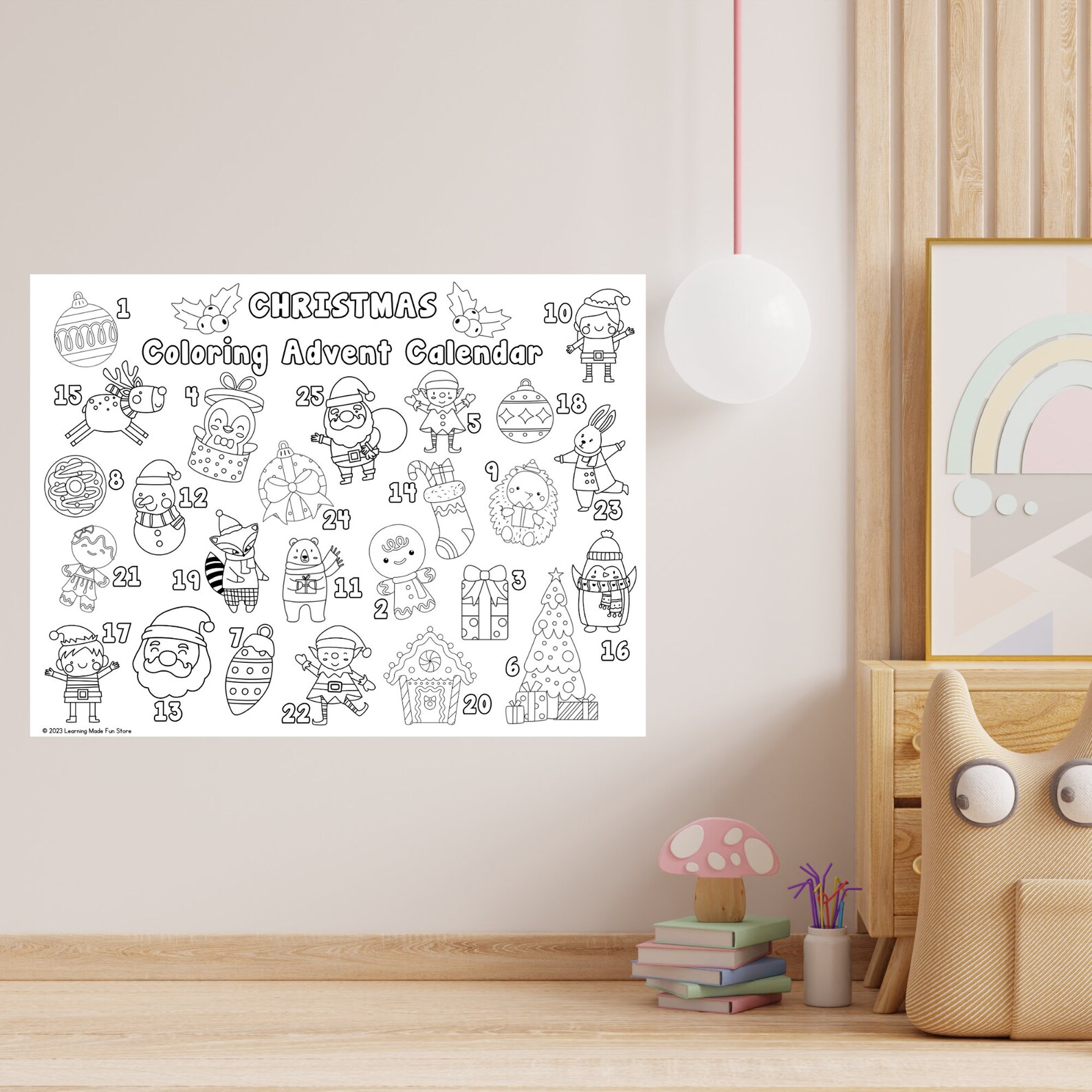 Christmas Coloring Advent Calendar: Giant Activity Poster (digital ...