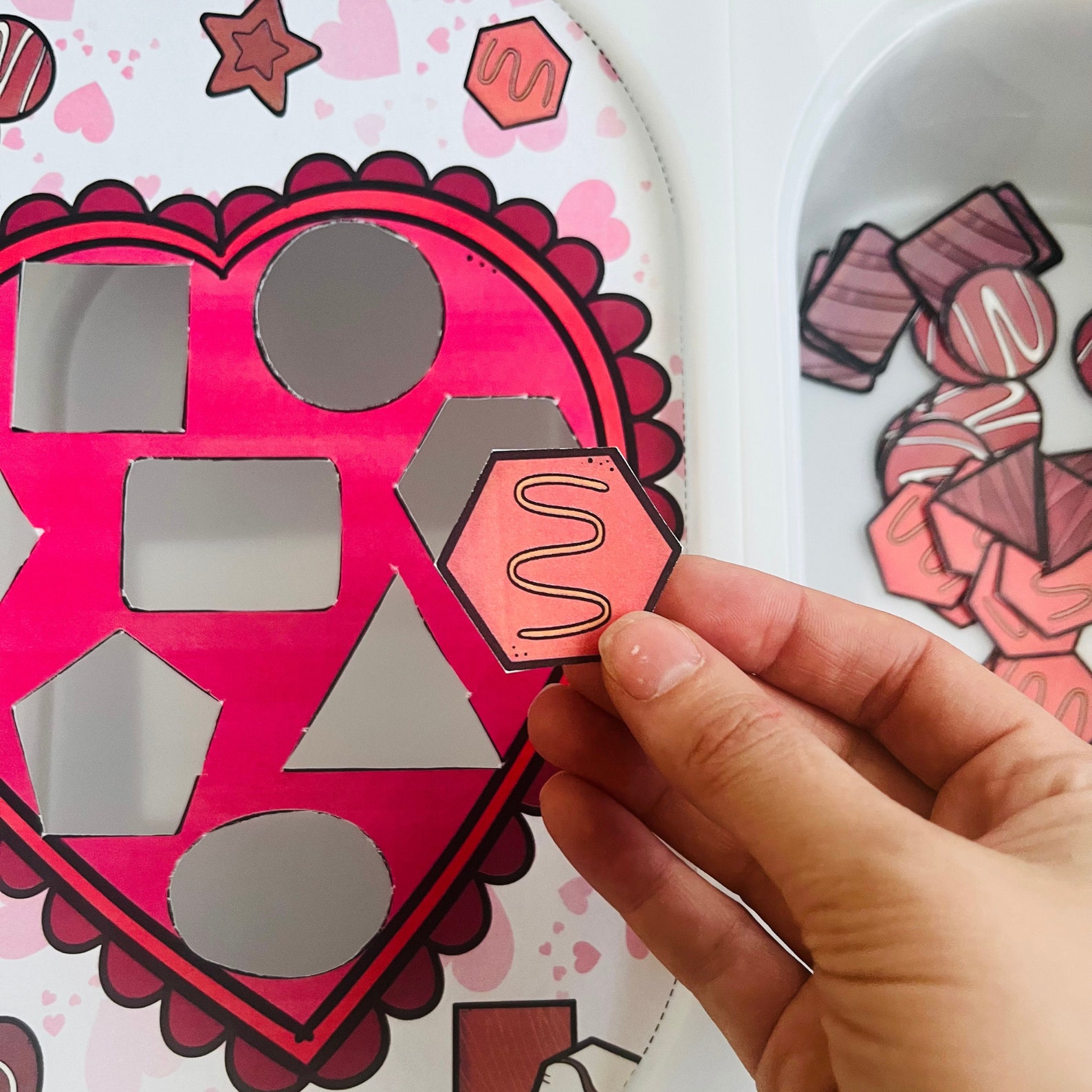 Valentine's Day Chocolate Shape Sorting Flisat Insert (digital Download ...