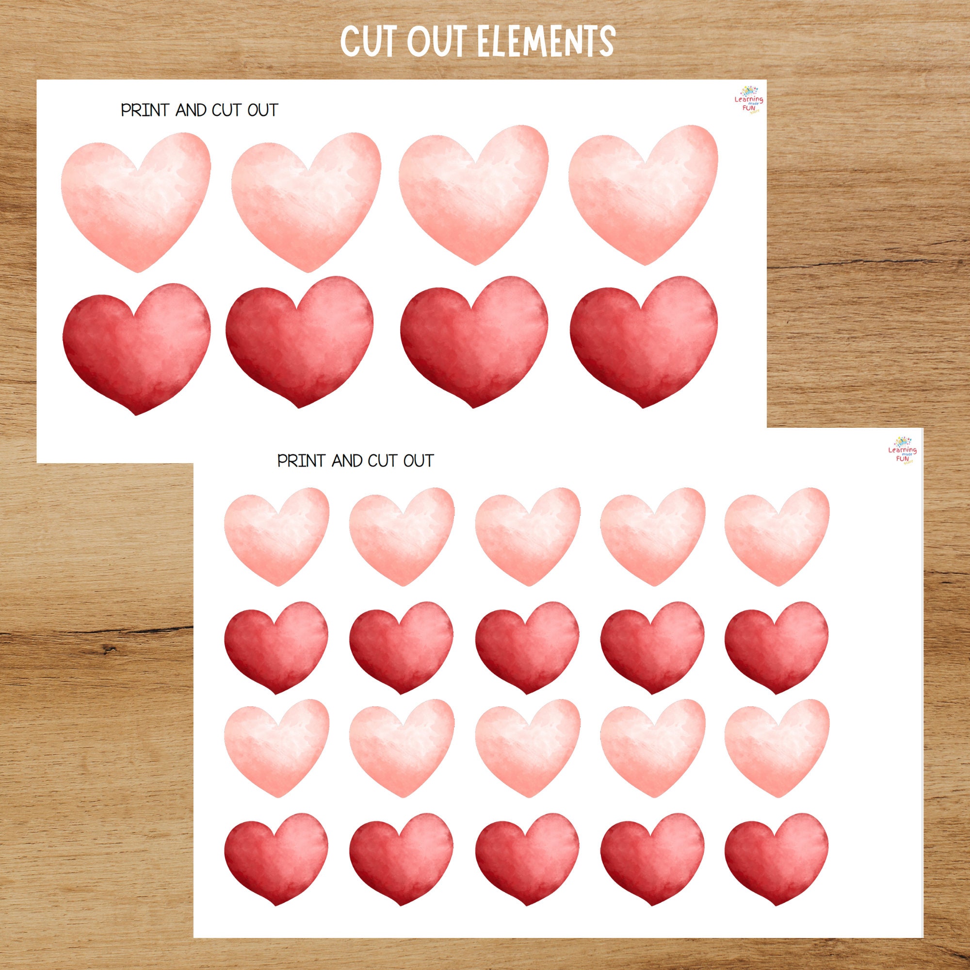 Valentines Day Heart Size Sorting Flisat Insert (printable) - Etsy ...